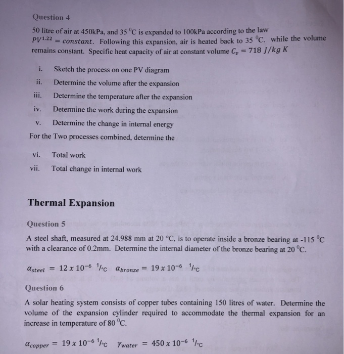 Solved Gas Laws and Thermal Expansion Question 1 1. An ideal | Chegg.com