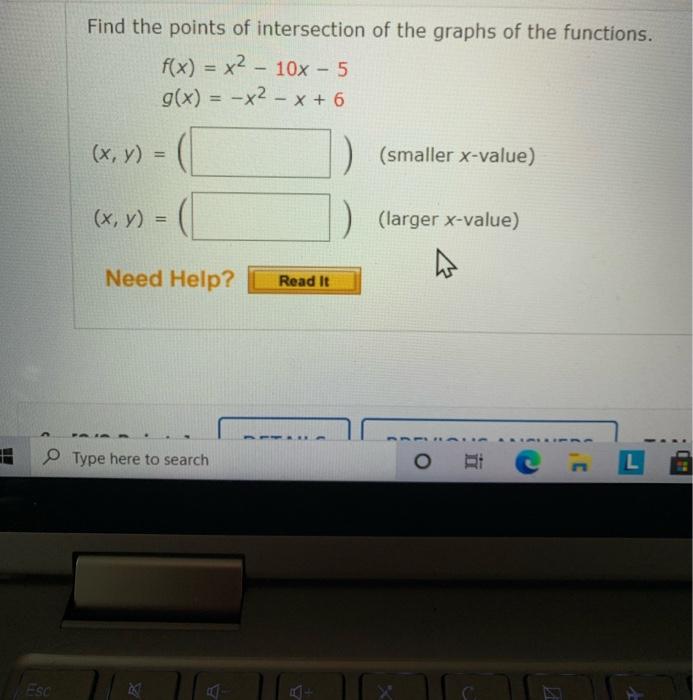 Solved find the point of intersection of the graphs of the | Chegg.com
