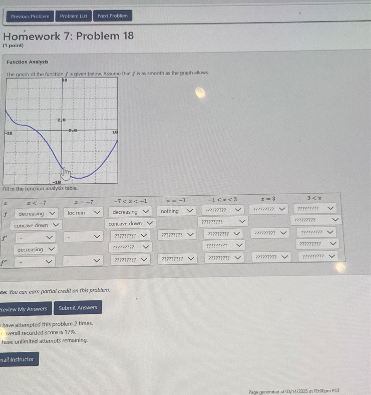 Homework 7: Problem 18(1 ﻿point)Function AnalysisThe | Chegg.com