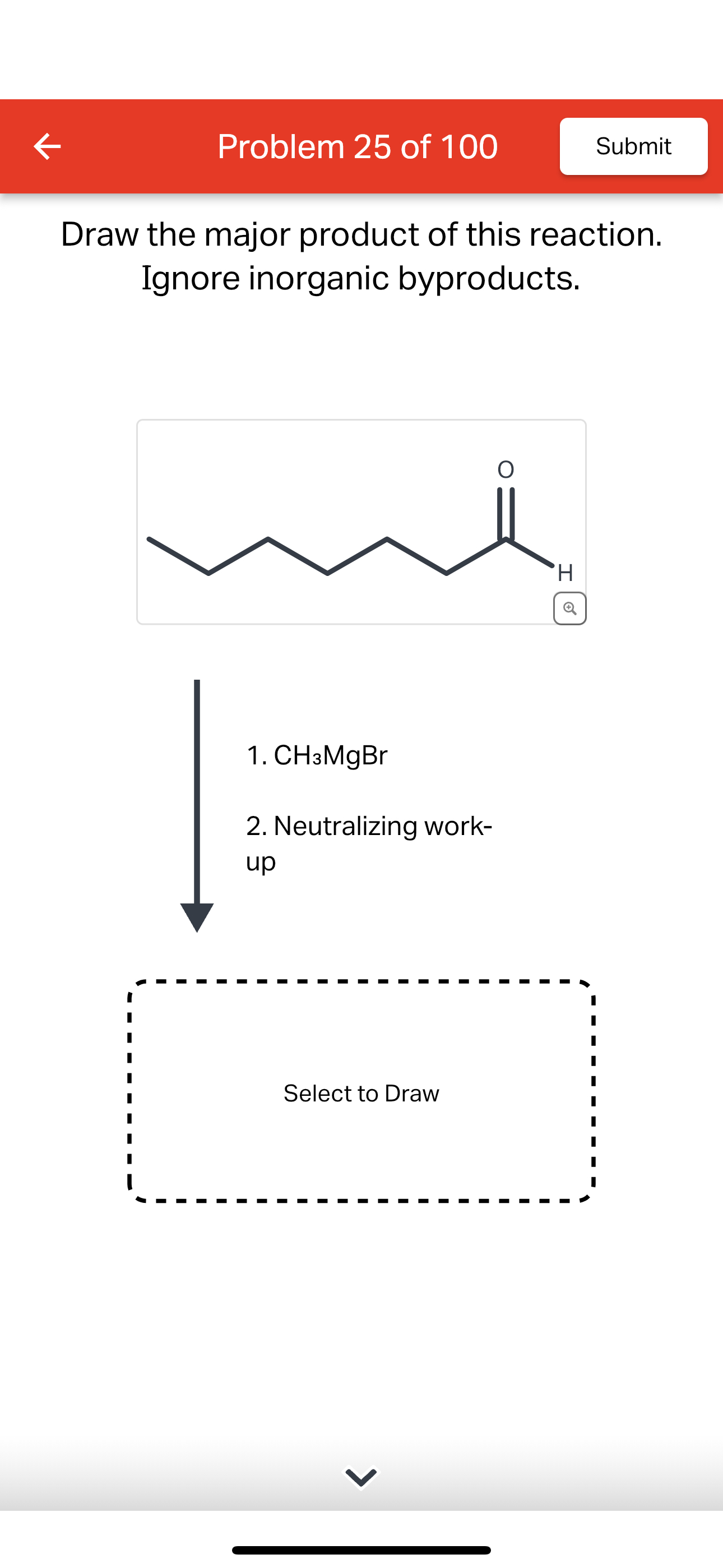 Solved Problem 25 ﻿of 100Draw the major product of this | Chegg.com