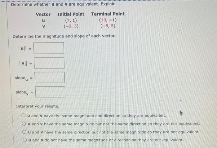 Solved Determine whether U and V are equivalent. Explain. | Chegg.com
