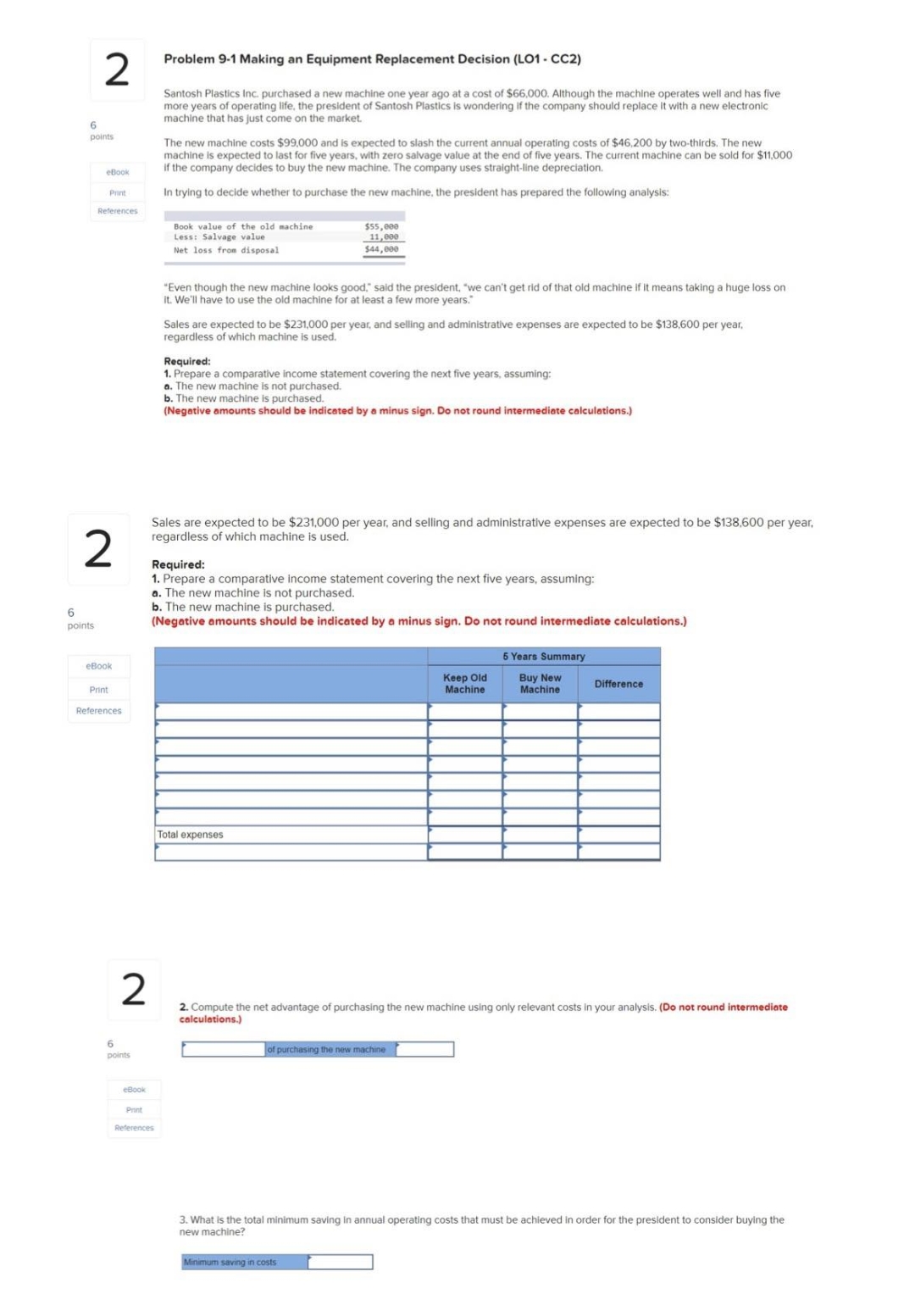 Solved 2Problem 9-1 ﻿Making an Equipment Replacement | Chegg.com