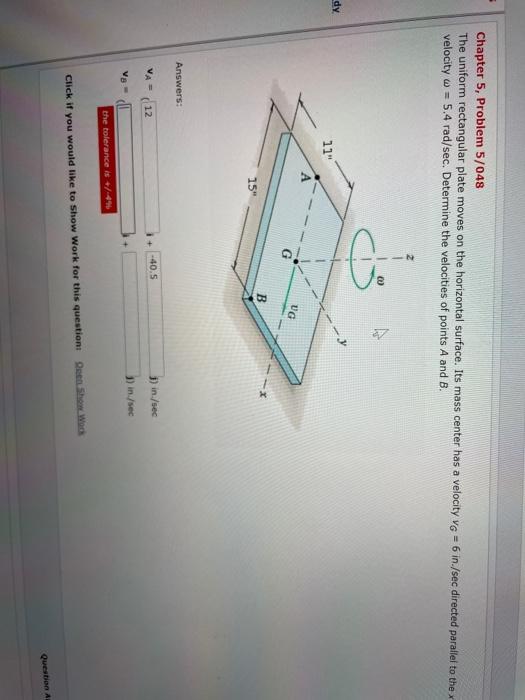Solved Chapter 5, Problem 5/048 The uniform rectangular | Chegg.com