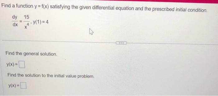 Solved Find a function y=f(x) satisfying the given | Chegg.com