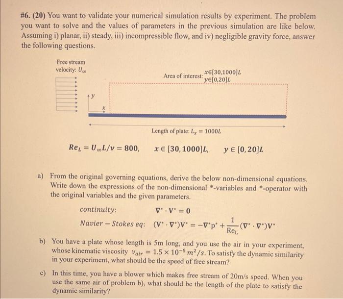 Solved \#6. (20) You want to validate your numerical | Chegg.com