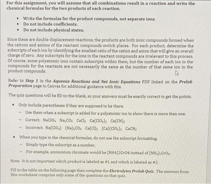 Solved Chemical Formulas for Reactants and Products in Part | Chegg.com