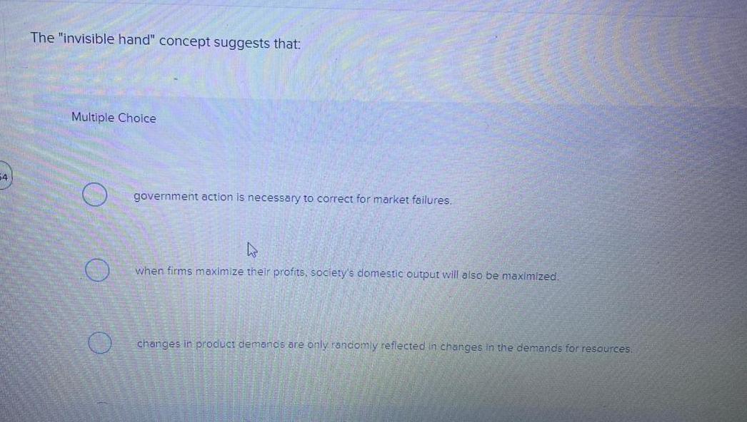 Solved The "invisible hand" concept suggests that:Multiple | Chegg.com