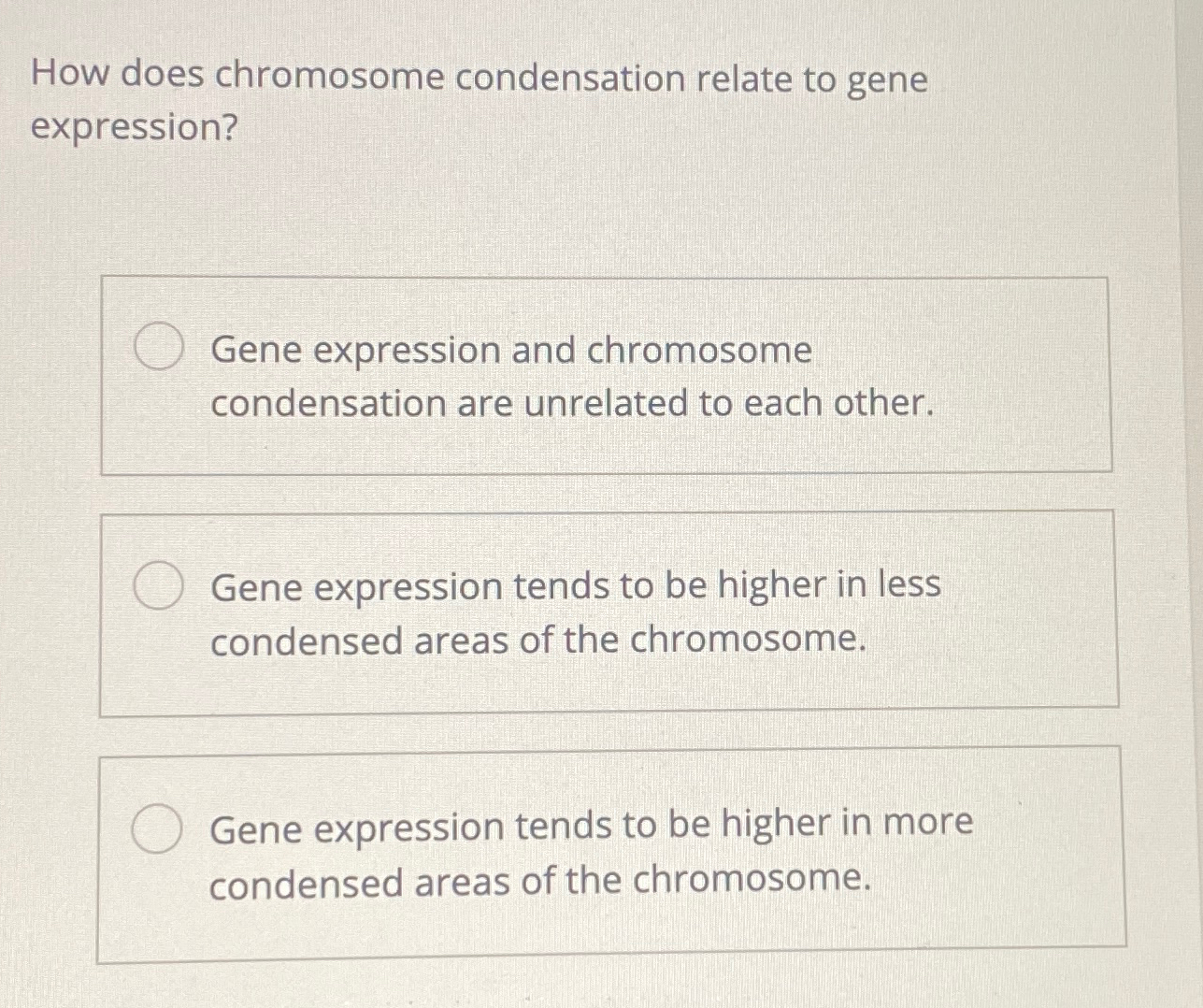 Solved How does chromosome condensation relate to gene | Chegg.com