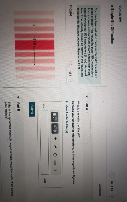 Solved Exercise 36.5 7 of 19 Constants Part A Diffraction | Chegg.com