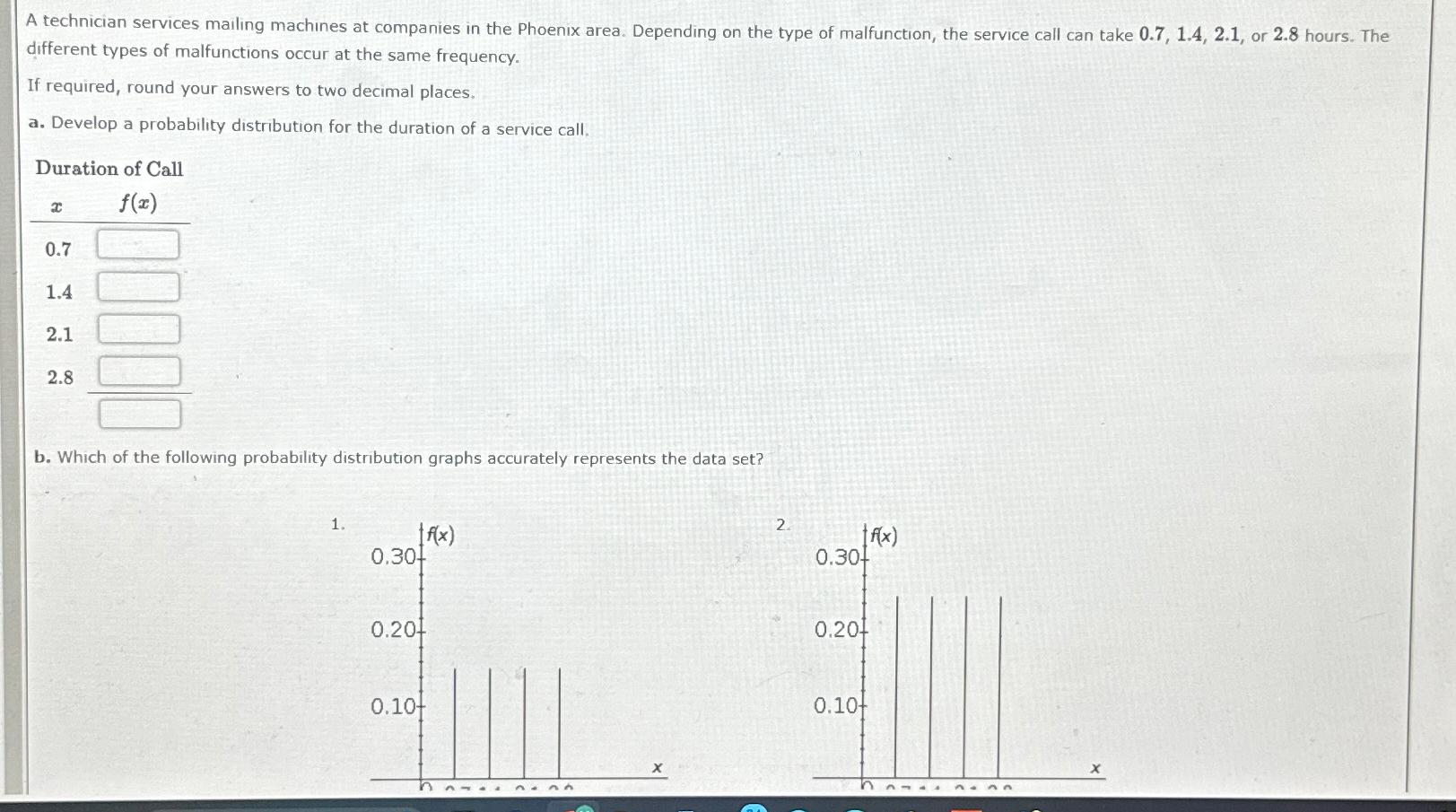 Solved A technician services mailing machines at companies | Chegg.com