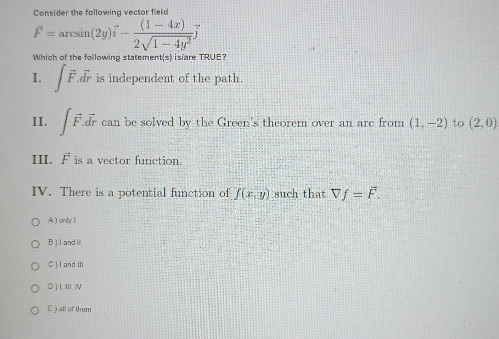 Solved Consider the following vector field | Chegg.com
