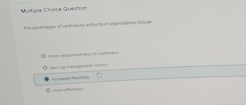Solved Multiple Cholce QuestionThe advantages of centralized | Chegg.com