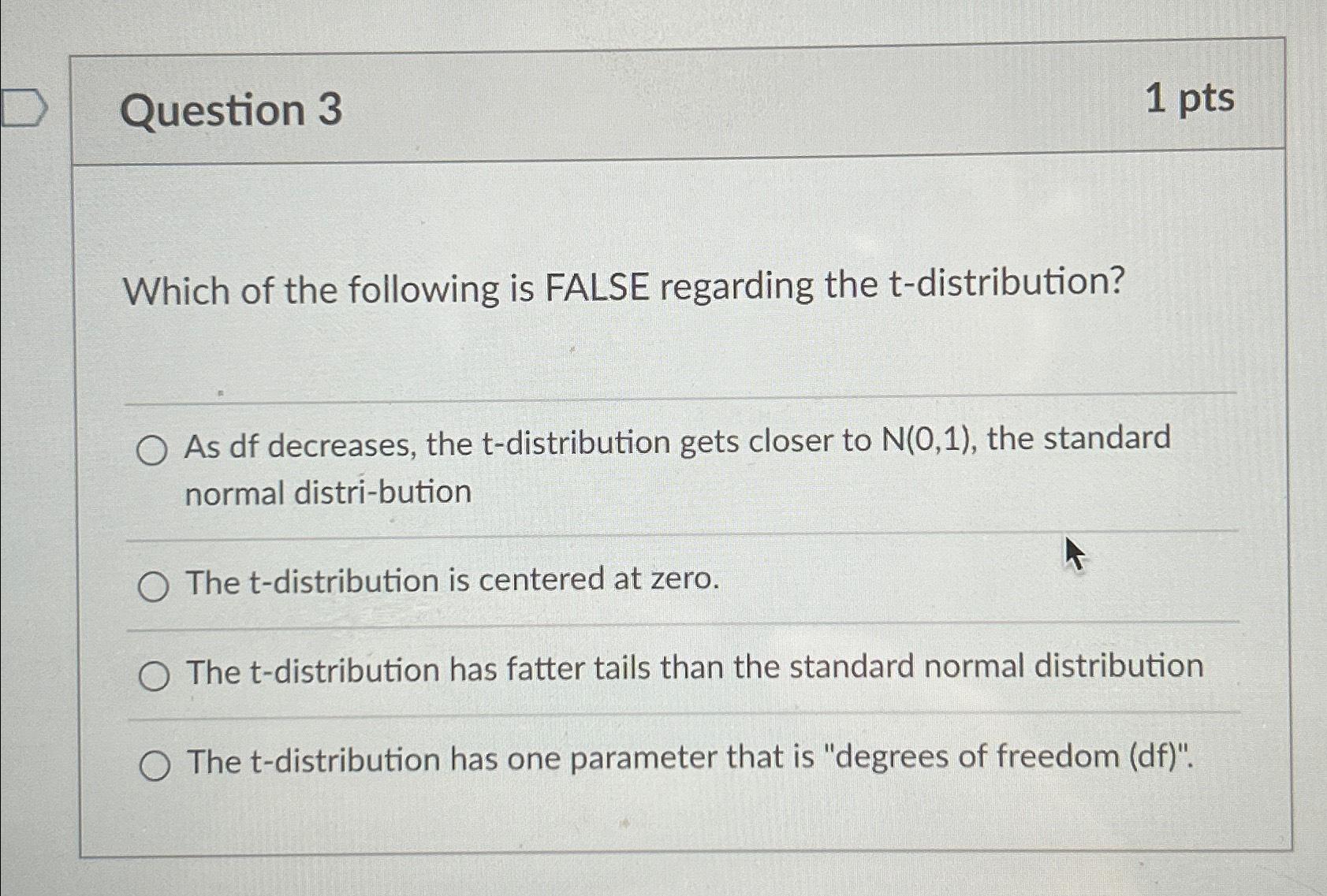 Solved Question 31 ﻿ptsWhich of the following is FALSE | Chegg.com