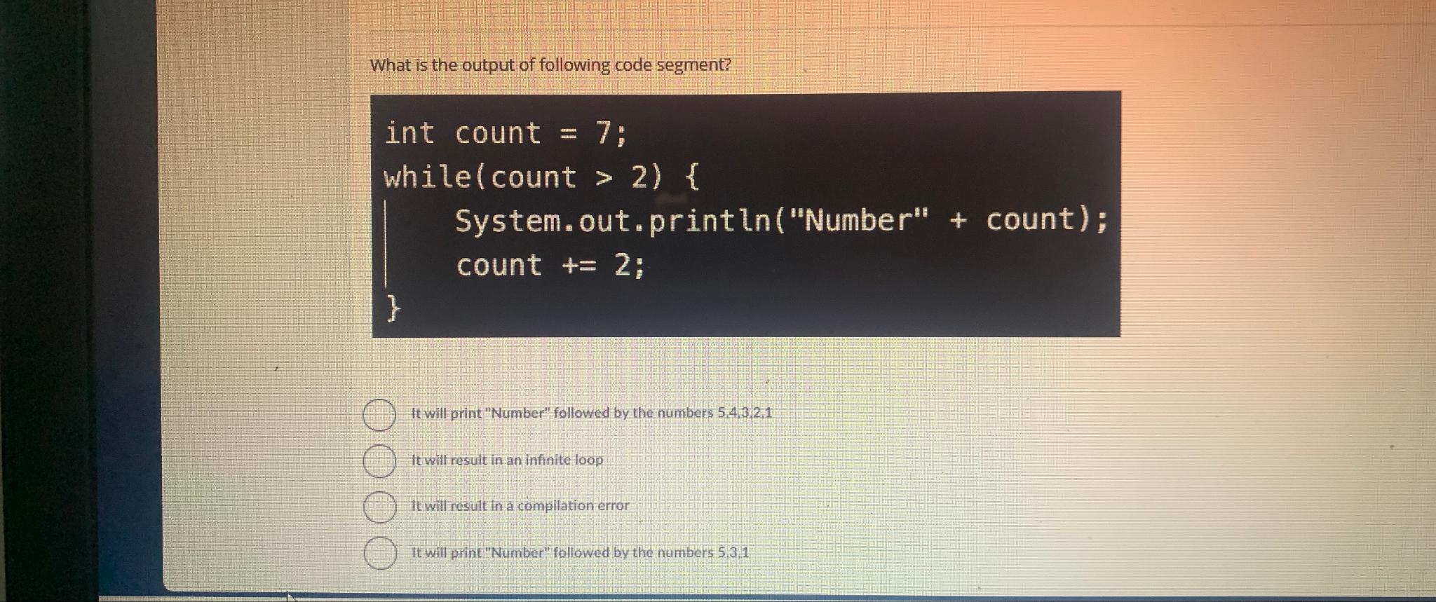 Solved What is the output of following code segment?int | Chegg.com