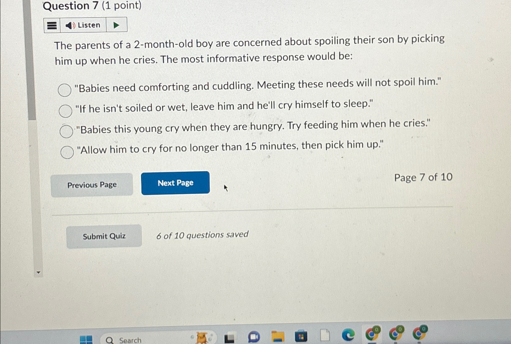 Solved Question 7 (1 ﻿point)ListenThe parents of a | Chegg.com