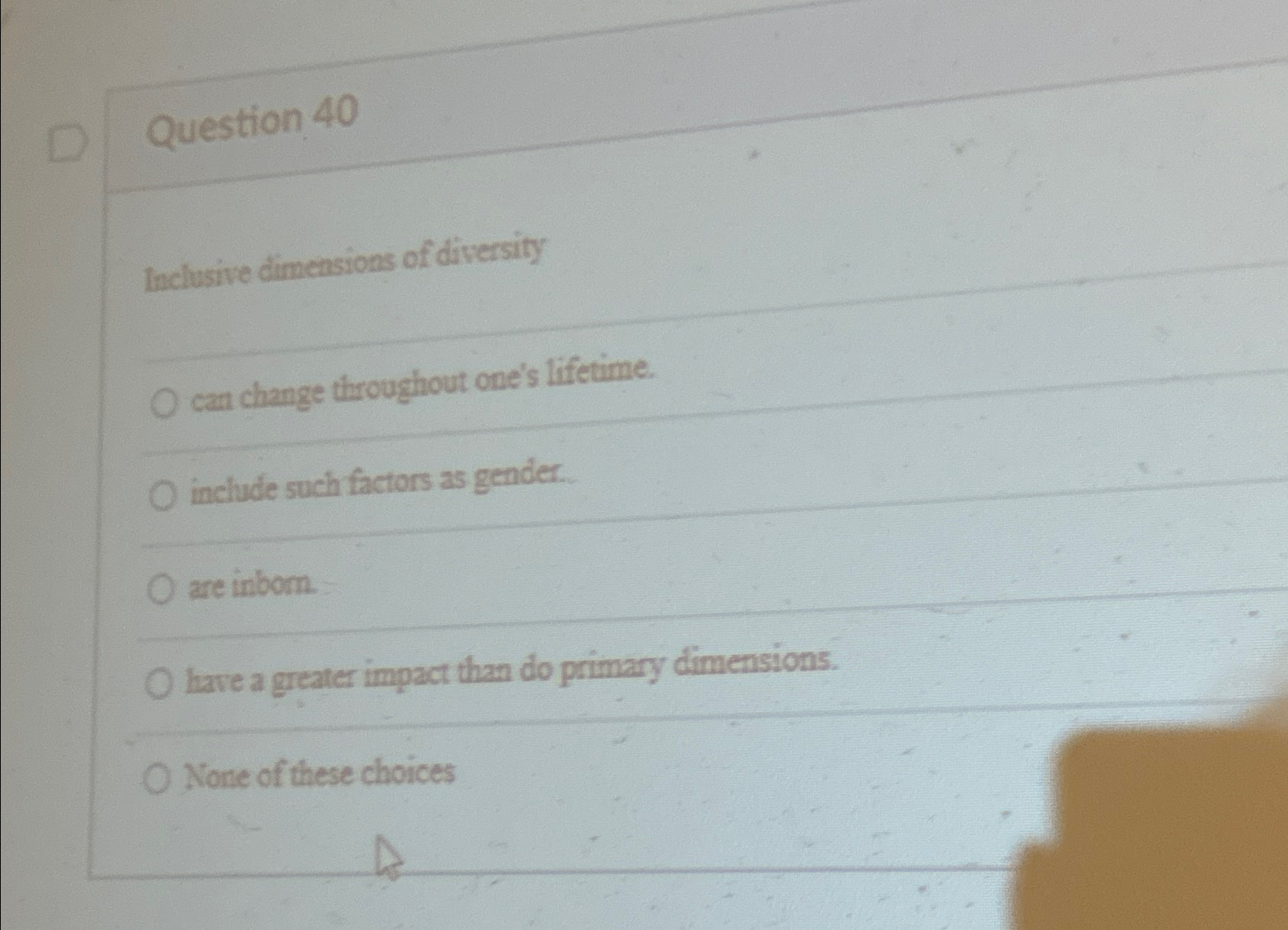 Solved Question 40Inclusive dimensions of diversitycan | Chegg.com