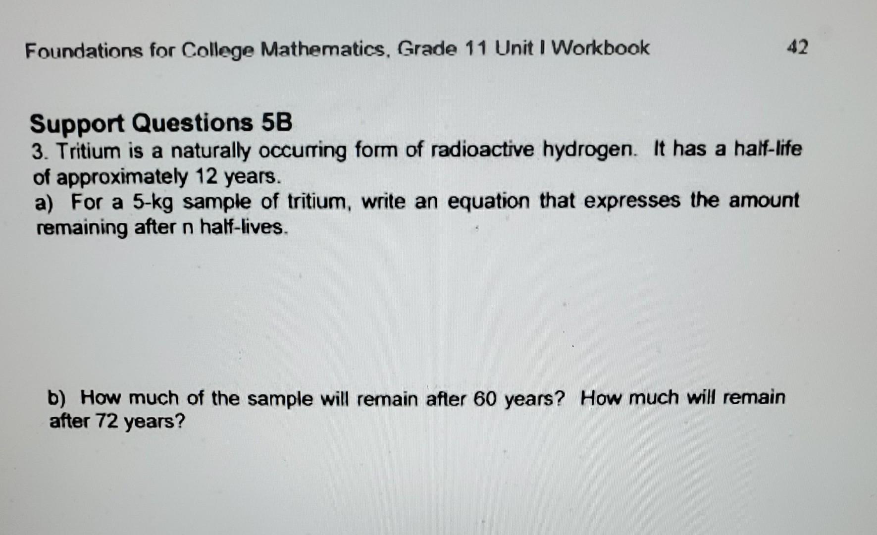Solved Foundations for College Mathematics, Grade 11 Unit I | Chegg.com