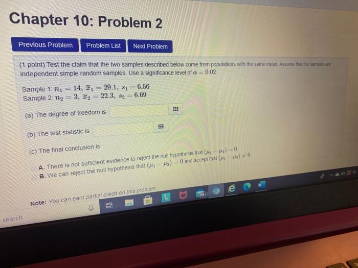Solved Chapter 10: Problem 2 Previous Problem Problem List | Chegg.com