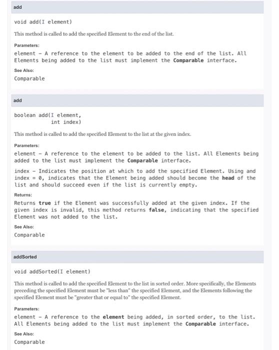 Solved public interface List Interface > This interface | Chegg.com