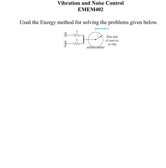 Solved Used the Energy method for solving the problems given | Chegg.com