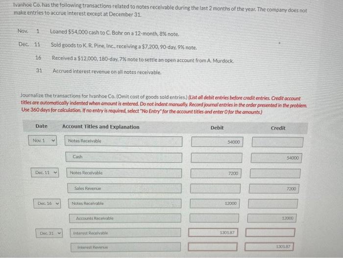 Solved Ivanhoe Co. has the following transactions related to | Chegg.com