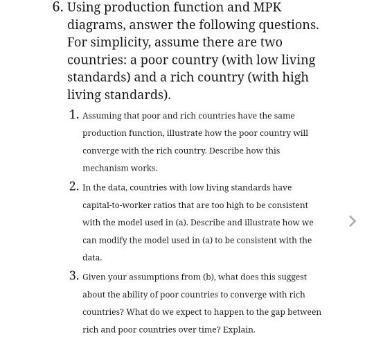 6. Using production function and MPK diagrams, answer | Chegg.com