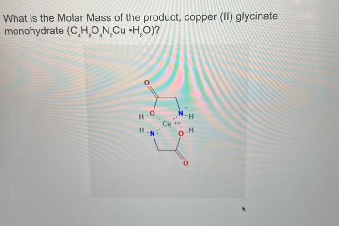 Solved What is the Molar Mass of the product, copper (II) | Chegg.com