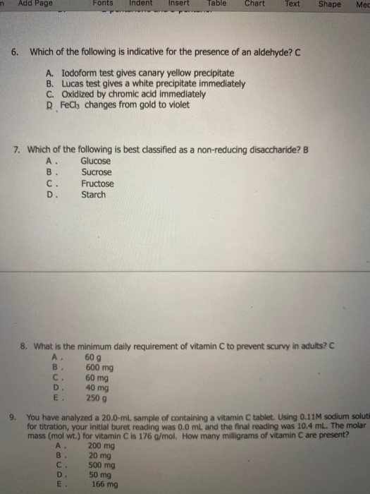 Solved m Add Page Fonts Indent Insert Table Chart Text Shape | Chegg.com