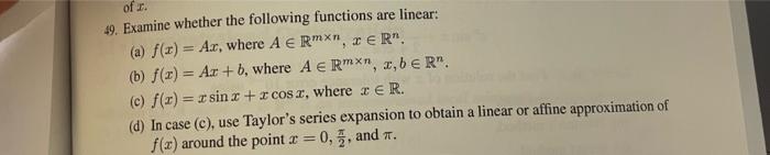 Solved 49. Examine whether the following functions are | Chegg.com