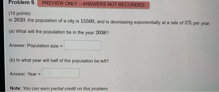 Solved Problem 9. PREVIEW ONLY -- ANSWERS NOT RECORDED (10 | Chegg.com