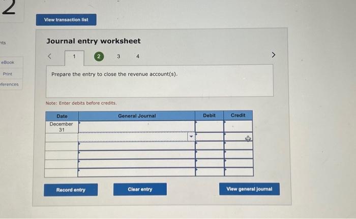 Journal entry worksheet (1) 4 Prepare the entry | Chegg.com