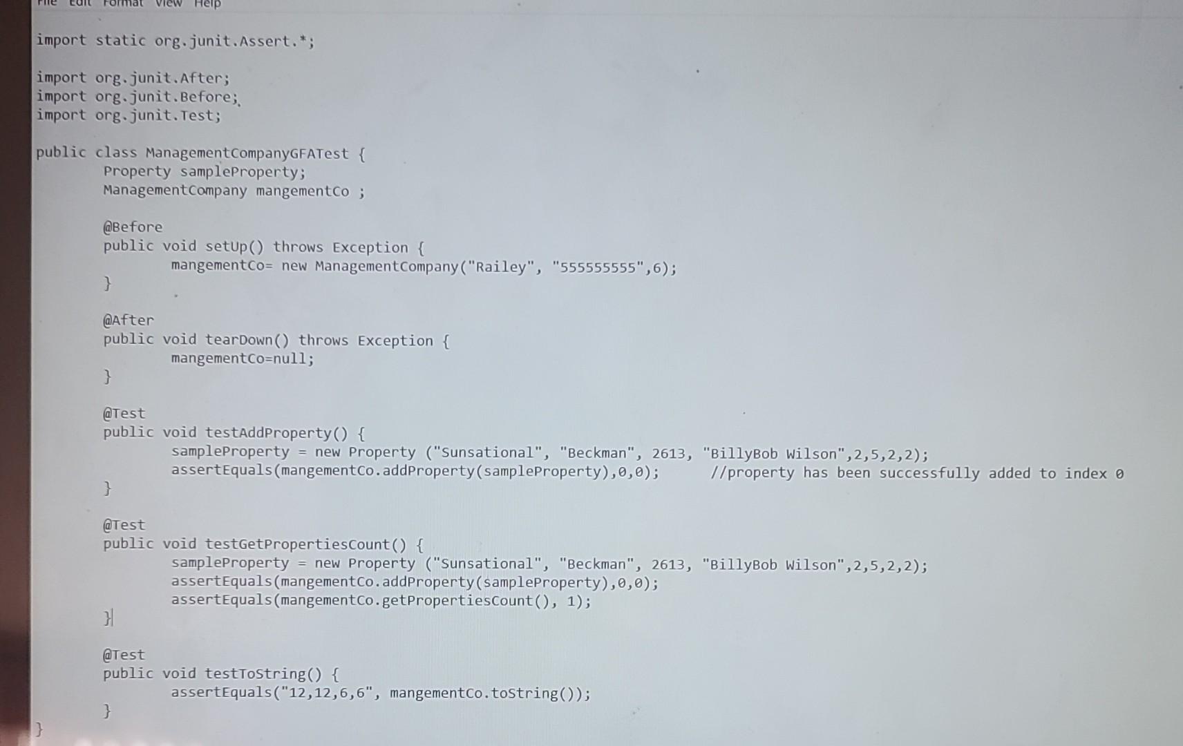 Solved Data Manager class - ManagementCompany You must | Chegg.com