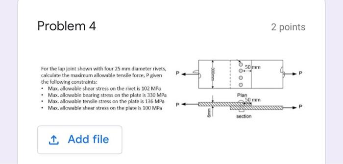 Solved Problem 2 2 points Ajoint between two concrete slabs | Chegg.com