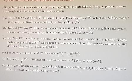 Solved For ench of the following statements, cither prowe | Chegg.com