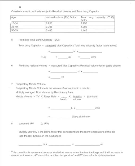 1. Predicted Vital Capacity (p VC) may be determined | Chegg.com