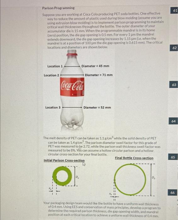 61 Parison Programming Suppose you are working at | Chegg.com