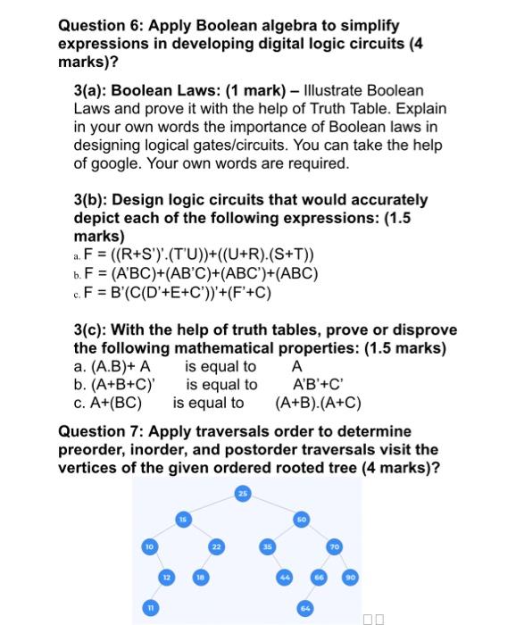 Solved 3(a): Boolean Laws: (1 mark) - Illustrate Boolean | Chegg.com