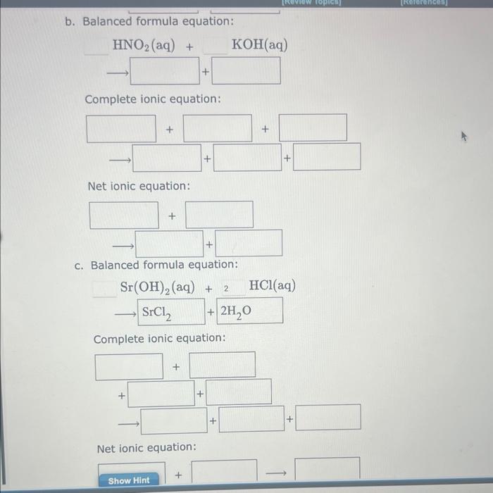 Solved b. Balanced formula equation: Complete ionic | Chegg.com