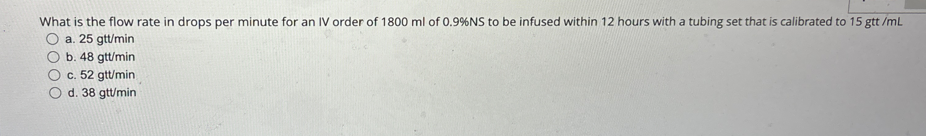 Solved What is the flow rate in drops per minute for an IV | Chegg.com