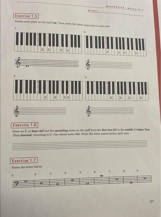 Notate eech pitch on the staff (c). Then write the | Chegg.com