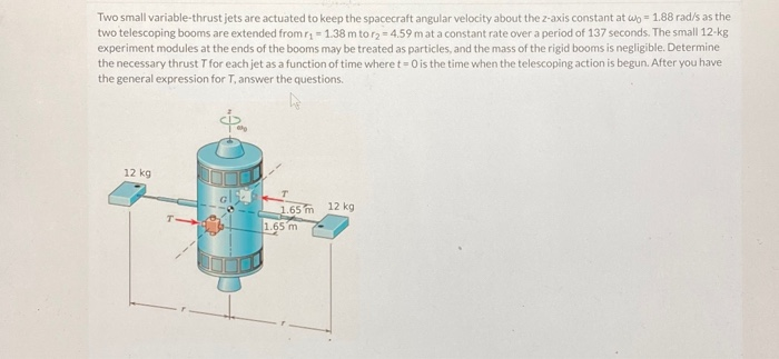 Solved Two small variable-thrust jets are actuated to keep | Chegg.com