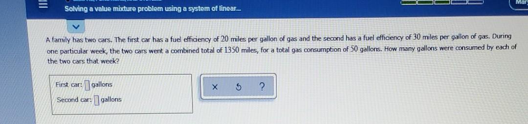 Solved III LOS Mar Solving a value mixture problem using a | Chegg.com