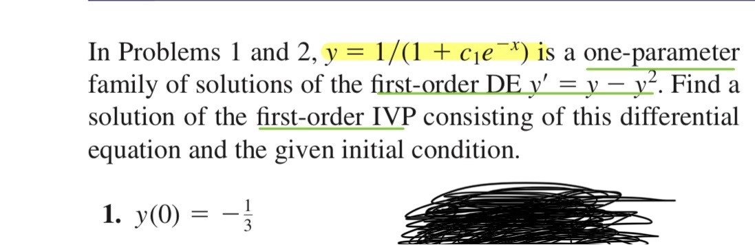 Solved In Problems 1 ﻿and 2, y=11+c1e-x ﻿is a | Chegg.com
