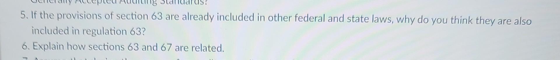 Solved 5. If the provisions of section 63 are already | Chegg.com