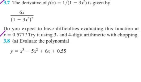 Solved 3.7 The derivative of f(x)=1/(1−3x2) is given by | Chegg.com