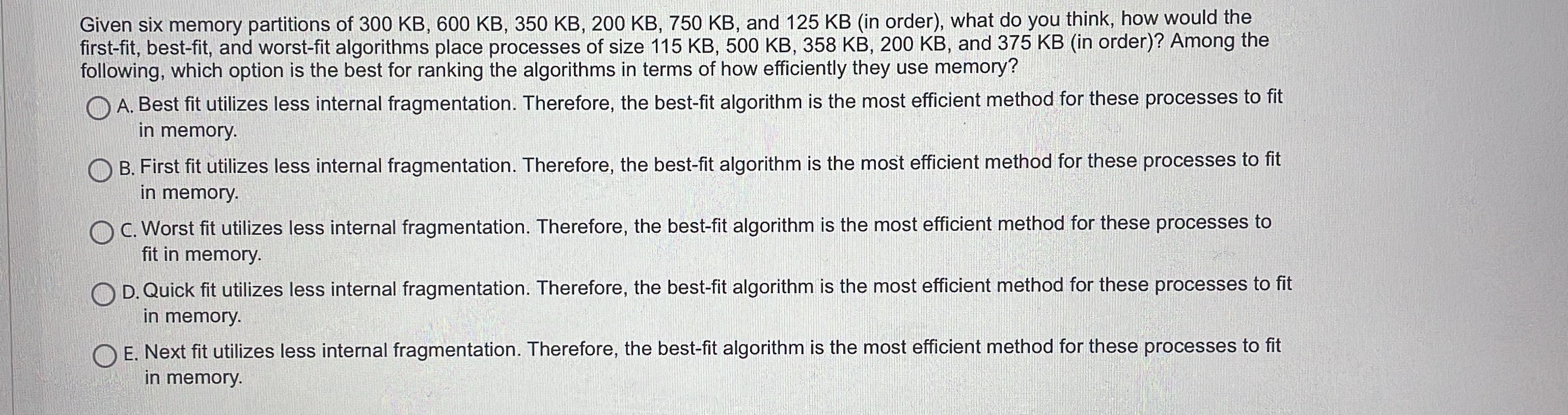 Solved Given six memory partitions of | Chegg.com