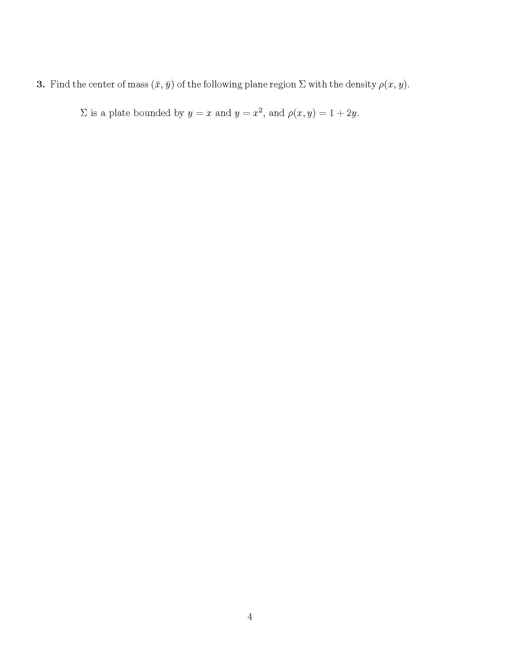 Solved Find the center of mass (x‾,bar (y)) ﻿of the | Chegg.com