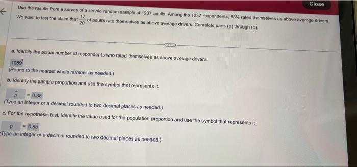 Solved Use the resuits from a survey of a simple randorn | Chegg.com