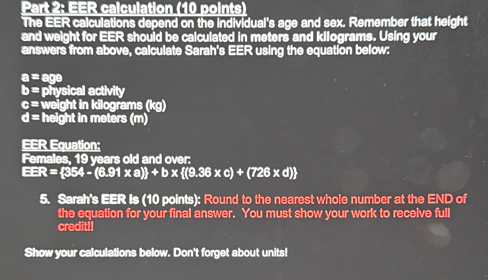 Solved Rart PA EThe EER calculations depend on the | Chegg.com