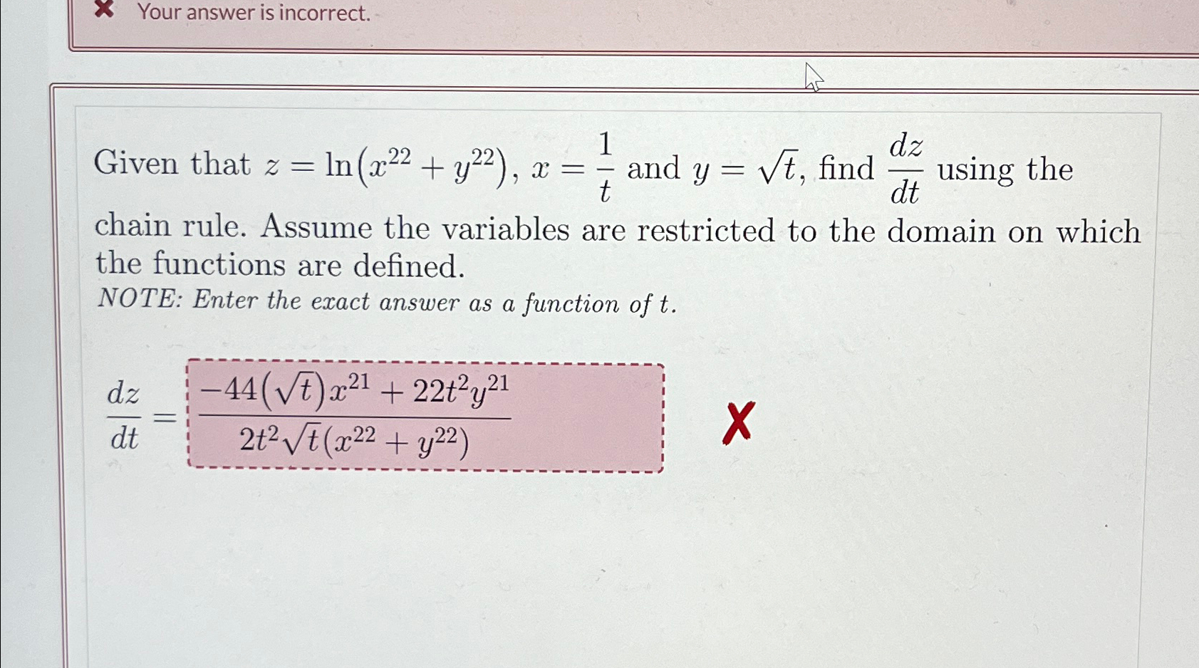 Solved Your answer is incorrect.Given that | Chegg.com